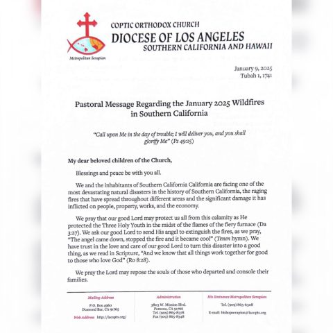 Pastoral Message Regarding the January 2025 Wildfires in Southern ...